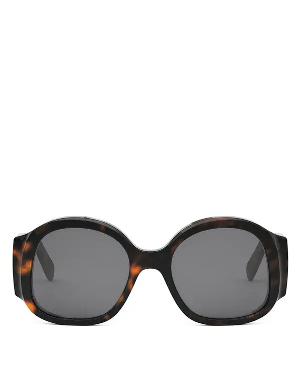 Celine Maxi Triomphe Round Sunglasses, 54mm - Havana/smoke