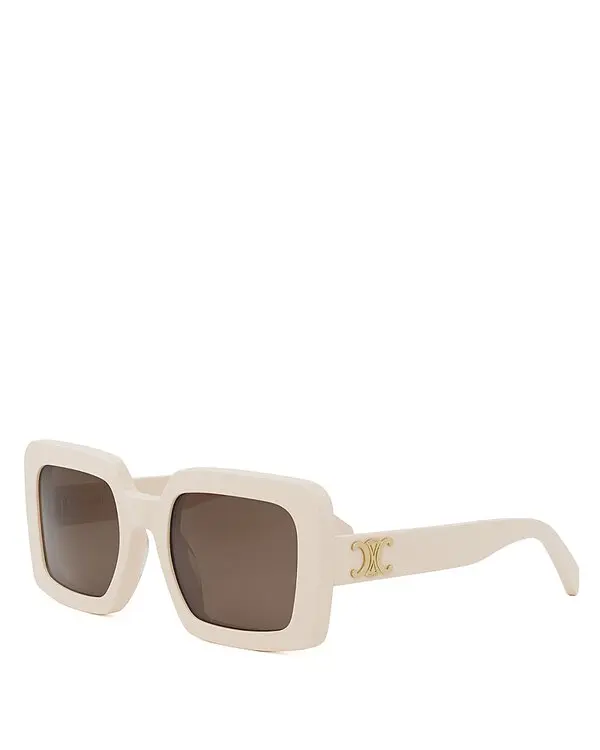 Celine Triomphe Square Sunglasses, 56mm - Ivory/brown