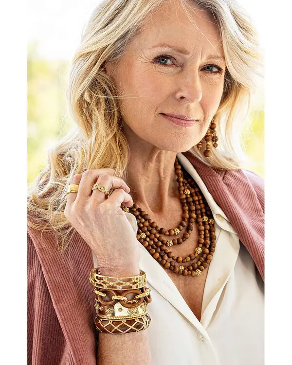CAPUCINE DE WULF Teak Beaded Multi-row Statement Necklace, 18-20