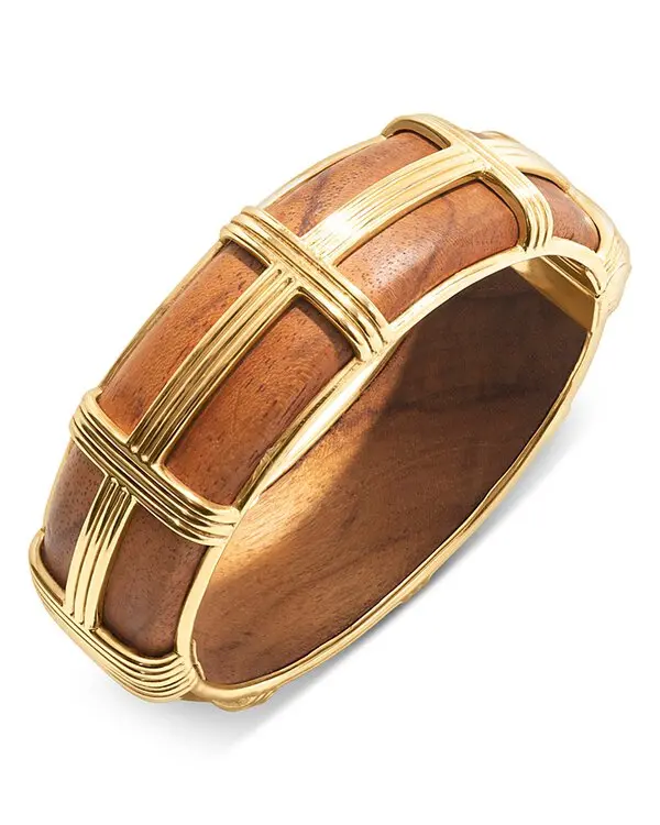 CAPUCINE DE WULF Gaia Teak Bangle Bracelet - Brown/gold