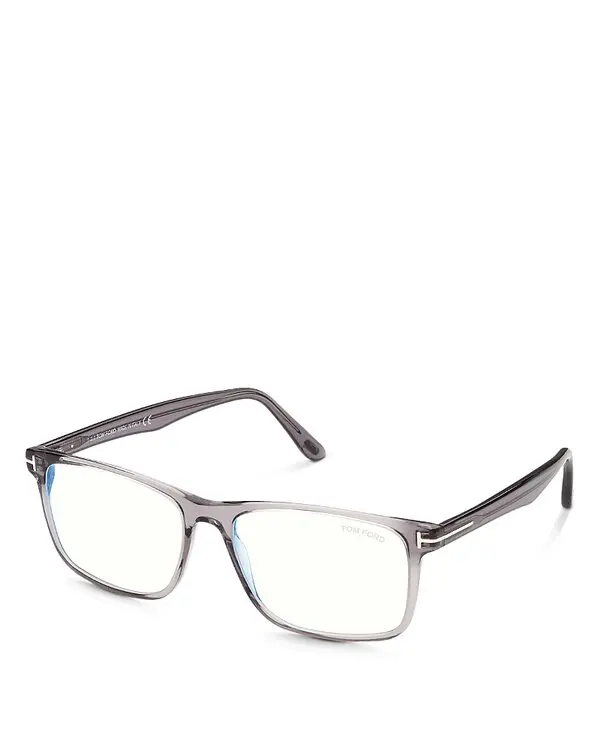TOM FORD Square Blue Light Glasses, 55mm - Gray/clear Solid