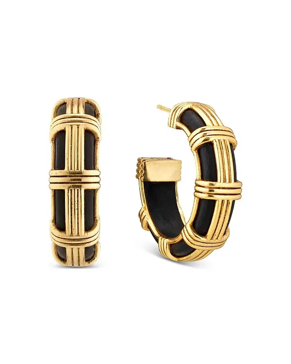 CAPUCINE DE WULF Gaia Ebony Hoop Earrings - Black/gold