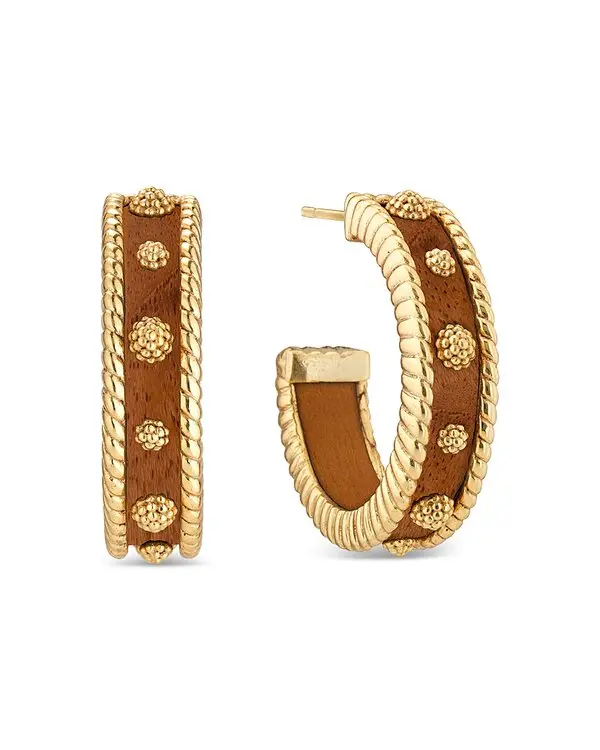 CAPUCINE DE WULF Berry Teak Wood Medium Hoop Earrings - Brown/gold