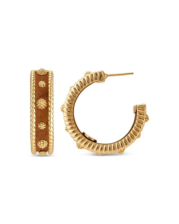 CAPUCINE DE WULF Berry Wood Medium Hoop Earrings - Teak