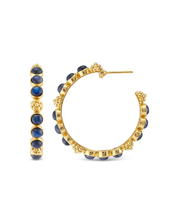 CAPUCINE DE WULF Berry Gem Medium Hoop Earrings - Blue/gold