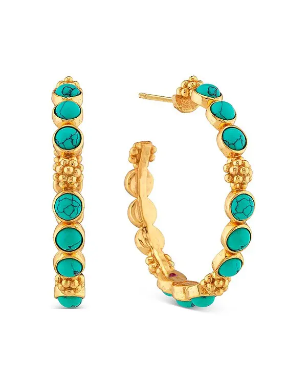 CAPUCINE DE WULF Berry Gem Medium Hoop Earrings - Turquoise