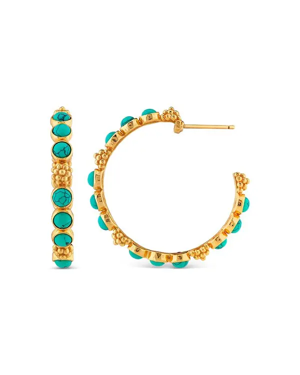 CAPUCINE DE WULF Berry Gem Medium Hoop Earrings - Turquoise