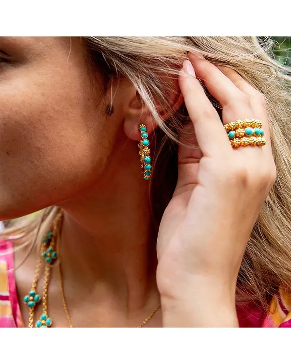 CAPUCINE DE WULF Berry Gem Medium Hoop Earrings - Turquoise