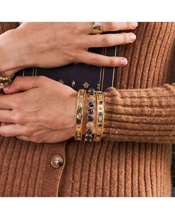 CAPUCINE DE WULF Berry Blue Labradorite Hinged Bangle Bracelet
