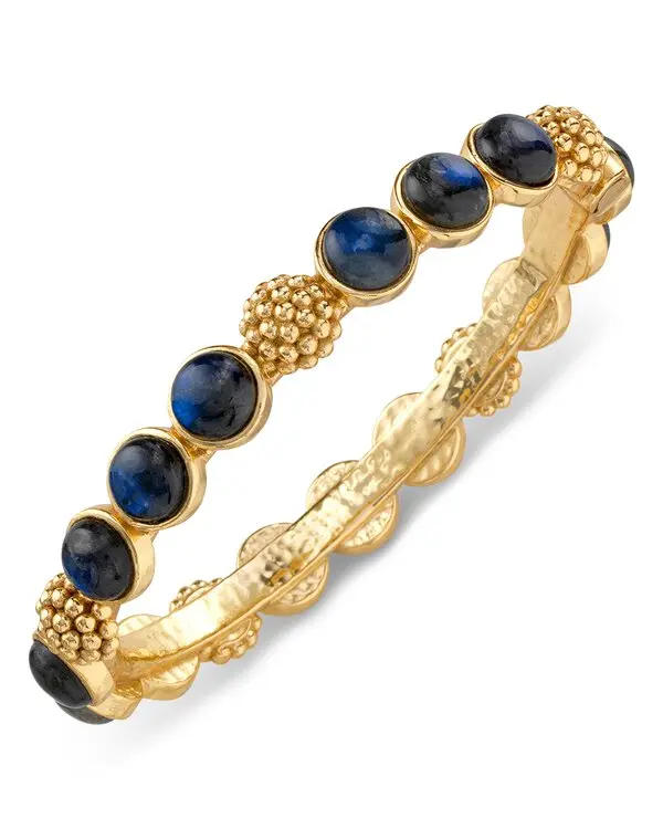 CAPUCINE DE WULF Blue Mother Of Pearl Hinged Bangle Bracelet - Blue/gold