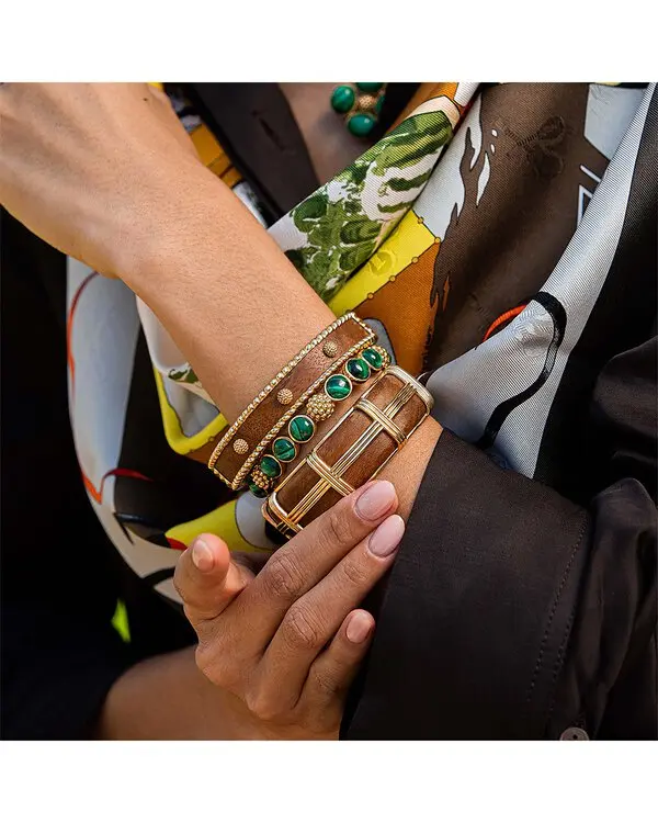 CAPUCINE DE WULF Hinged Bangle Bracelet With - Malachite