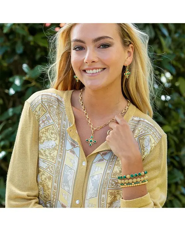 CAPUCINE DE WULF Hinged Bangle Bracelet With - Malachite