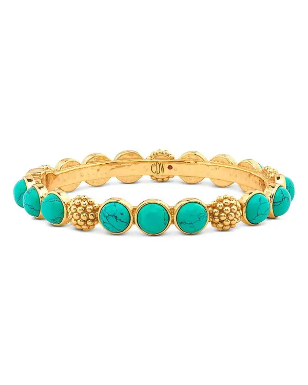 CAPUCINE DE WULF Blue Mother Of Pearl Hinged Bangle Bracelet - Turquoise