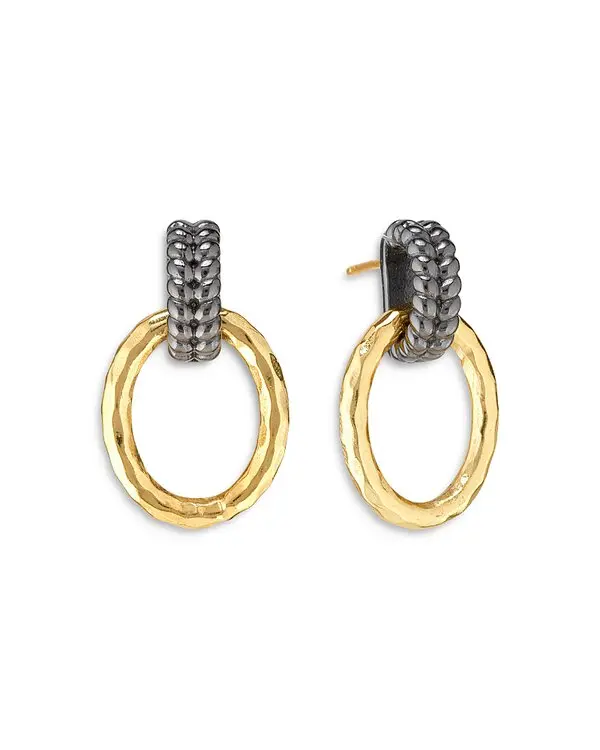 CAPUCINE DE WULF Cleopatra Link Drop Earrings - Gold/black