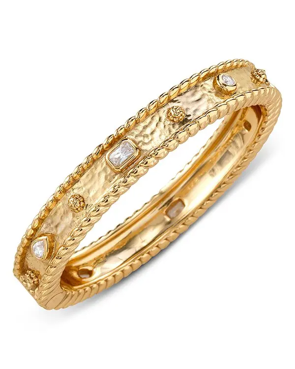 CAPUCINE DE WULF Berry Cubic Zirconia Hinged Bangle Bracelet - Gold