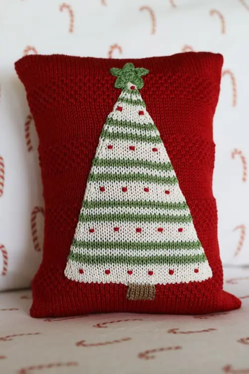MELANGE COLLECTION Striped Tree Mini Pillow