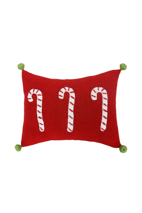 MELANGE COLLECTION Candy Cane Mini Pillow, - Red