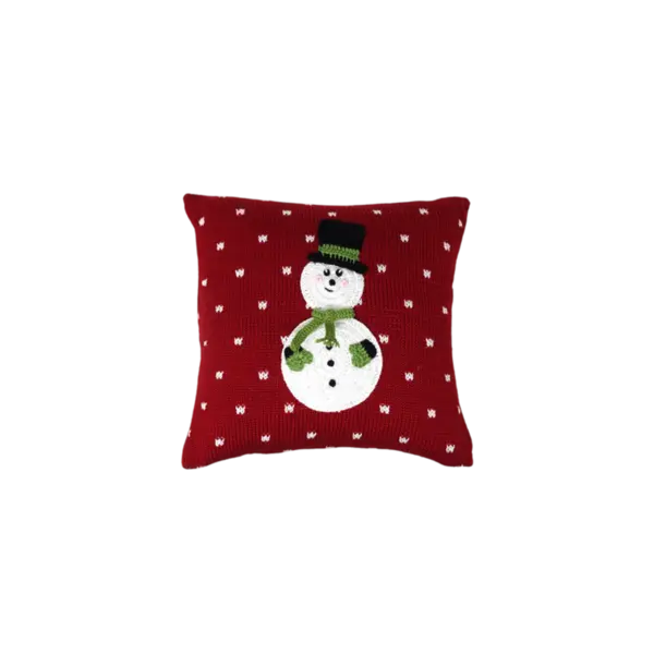 MELANGE COLLECTION 10" Snowman Pillow - Red
