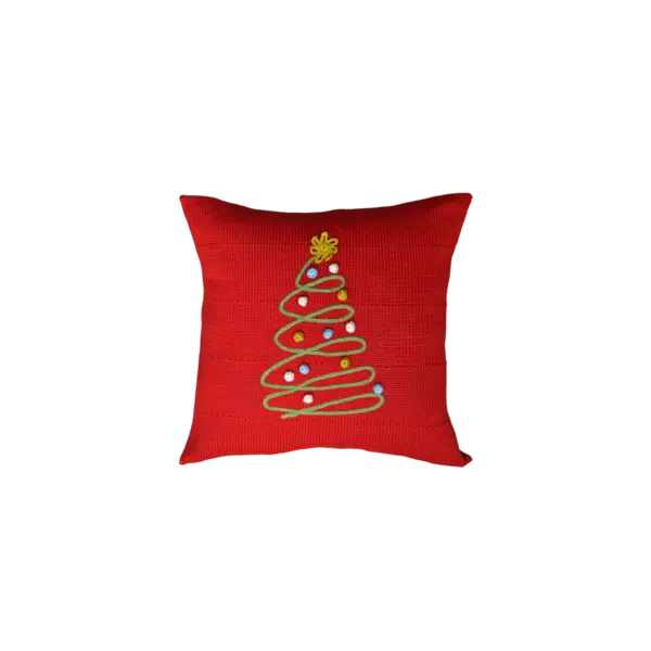 MELANGE COLLECTION 12" Spiral Holiday Tree Pillow - Red