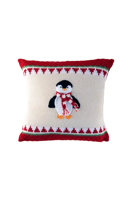 MELANGE COLLECTION 10" Penguin Pillow - Red