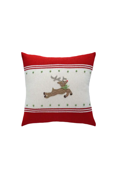 MELANGE COLLECTION 14" Reindeer Pillow - Red