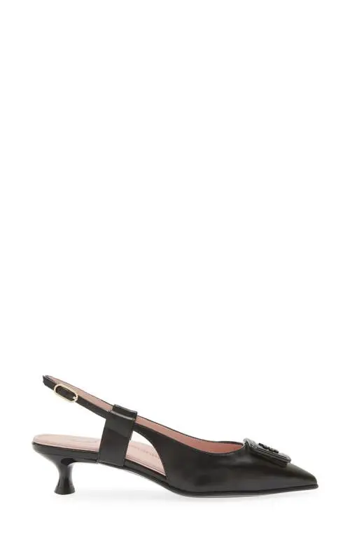 Naot Amber Pointed Toe Slingback Pump - Black Sheen Leather