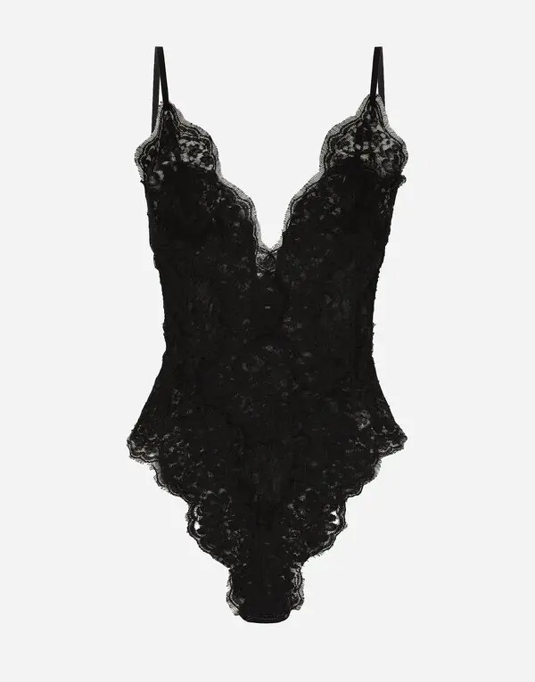 Dolce & Gabbana Chantilly Lace And Tulle Bodysuit - Black