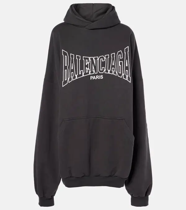 Balenciaga Logo Cotton Jersey Hoodie