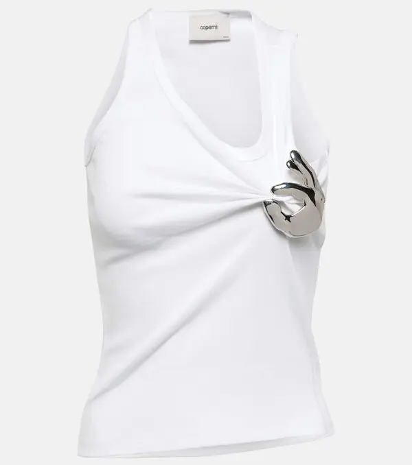 Coperni Embellished Cotton Tank Top - White