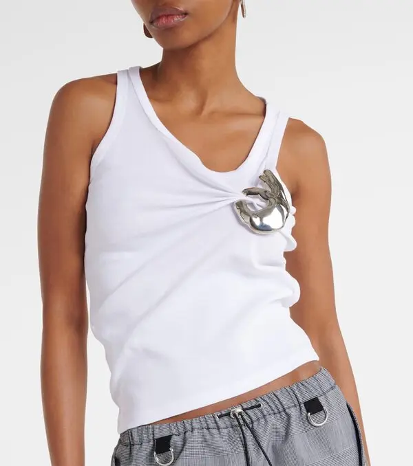 Coperni Embellished Cotton Tank Top - White