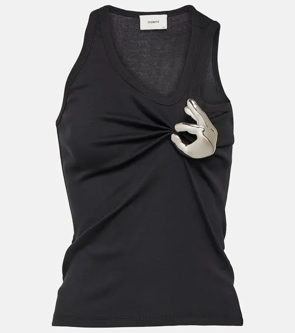 Coperni Embellished Cotton Tank Top - Black