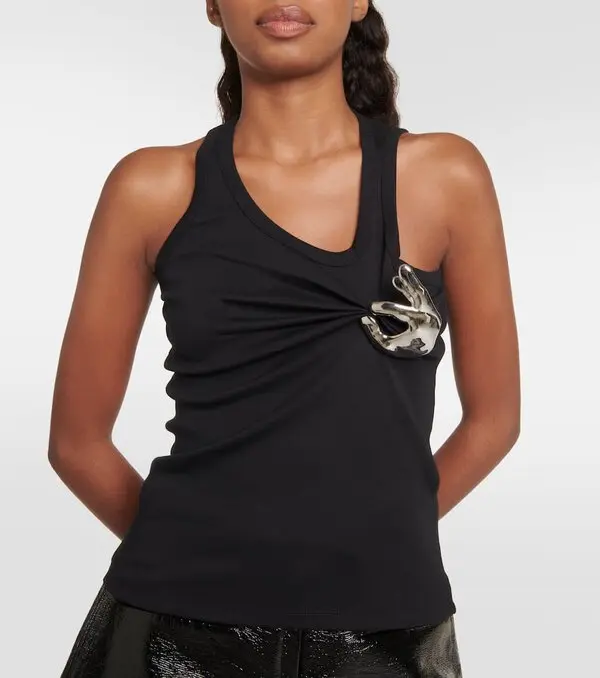 Coperni Embellished Cotton Tank Top - Black