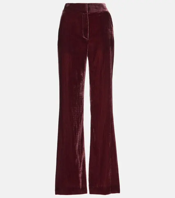 Veronica Beard Lebone High-rise Velvet Flared Pants