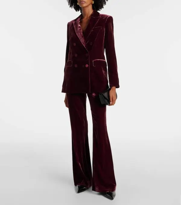 Veronica Beard Lebone High-rise Velvet Flared Pants