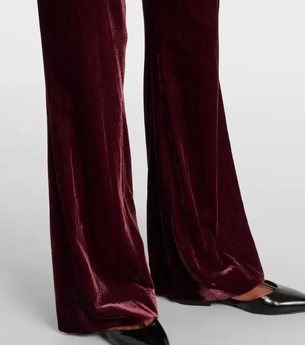 Veronica Beard Lebone High-rise Velvet Flared Pants