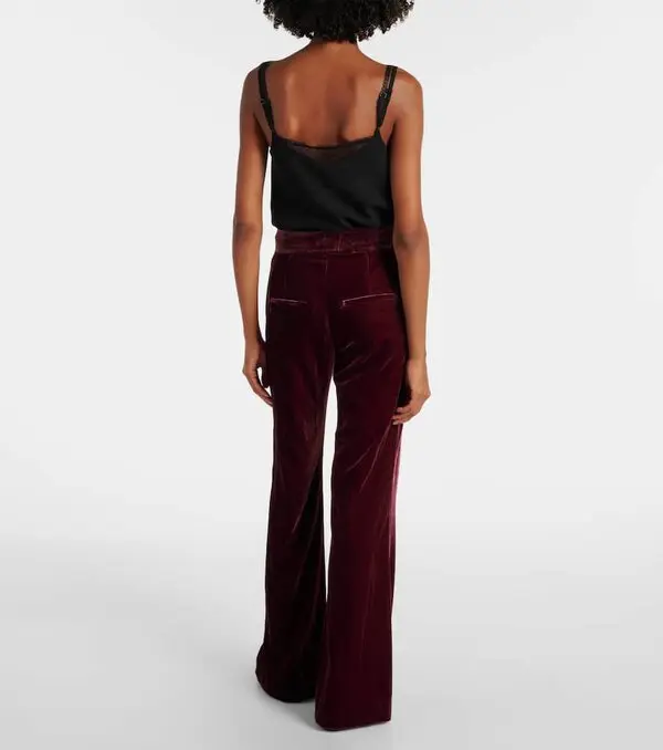 Veronica Beard Lebone High-rise Velvet Flared Pants