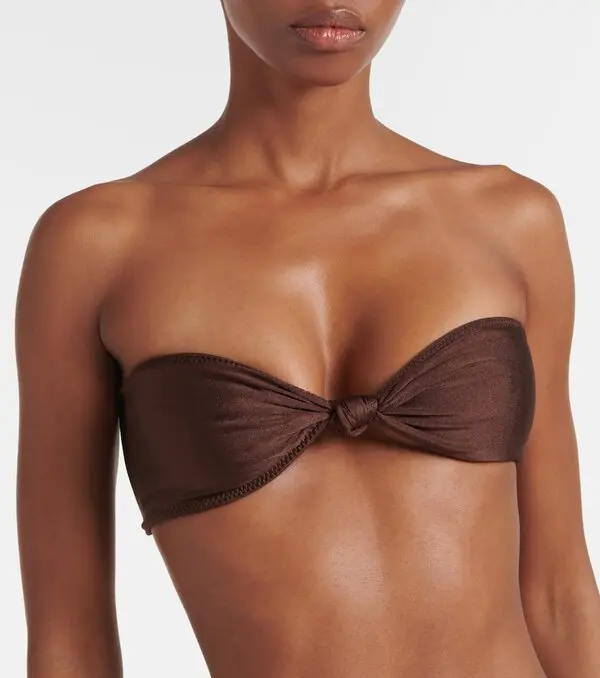 SAME Knotted Bandeau Bikini Top - Brown