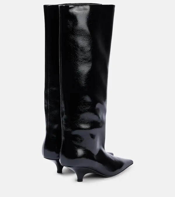TOTEME Patent Leather Knee-high Pointed Toe Boots