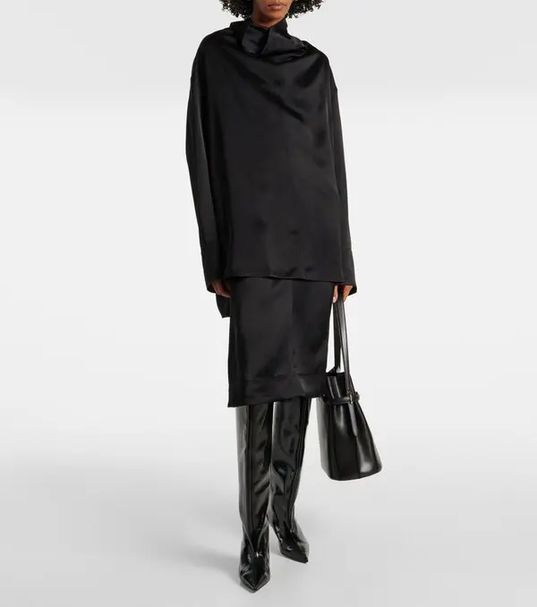 TOTEME Patent Leather Knee-high Pointed Toe Boots