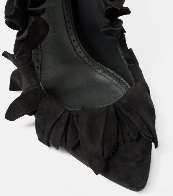 Alaïa Petal Ruffled Suede Pumps