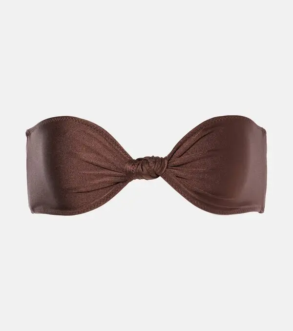 SAME Knotted Bandeau Bikini Top - Brown