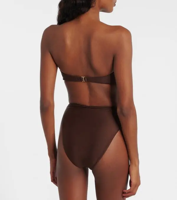 SAME Knotted Bandeau Bikini Top - Brown