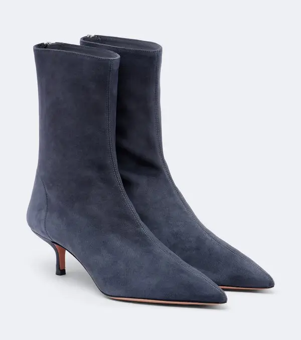 AQUAZZURA Montmartre Suede Ankle Boots - Blue