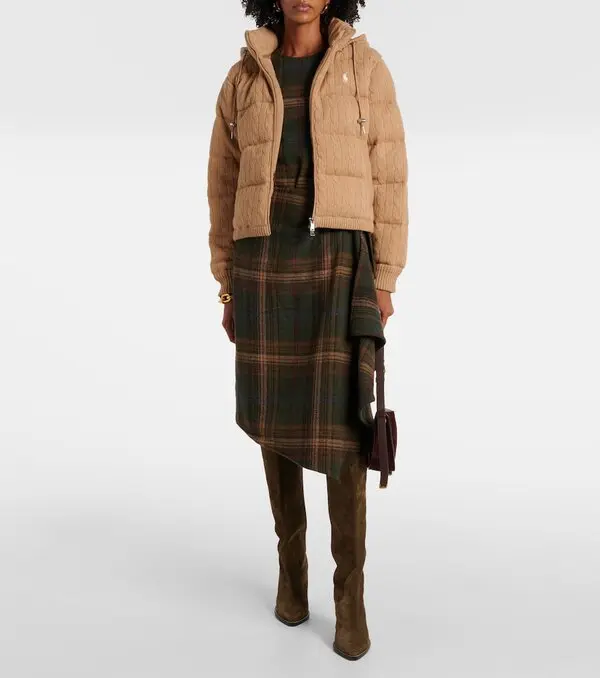 Polo Ralph Lauren Cable-knit Wool And Cashmere Down Jacket - Beige