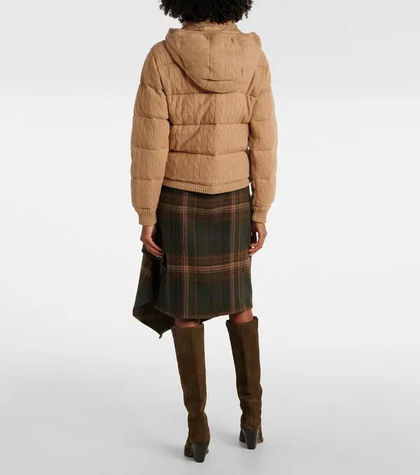 Polo Ralph Lauren Cable-knit Wool And Cashmere Down Jacket - Beige