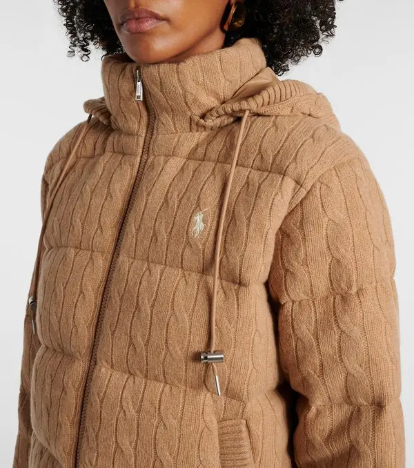 Polo Ralph Lauren Cable-knit Wool And Cashmere Down Jacket - Beige