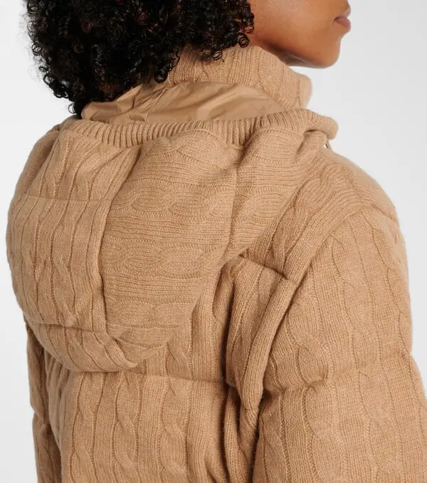 Polo Ralph Lauren Cable-knit Wool And Cashmere Down Jacket - Beige