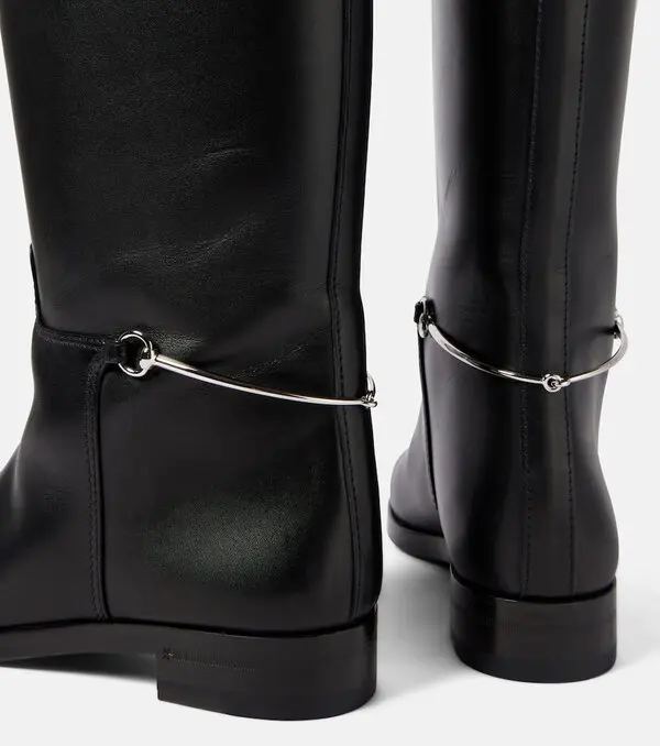 GUCCI ブラックレザー ロングブーツ Gucci Horsebit Leather Over-The-Knee Boots - Black | Editorialist