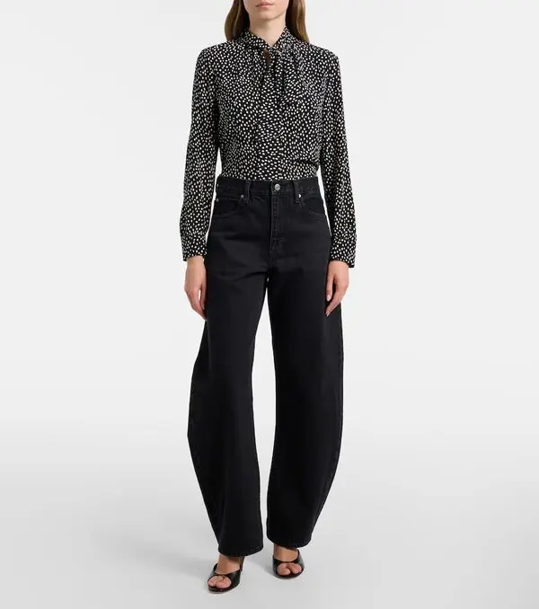 FRAME The Bubble Barrel-leg Jeans - Black