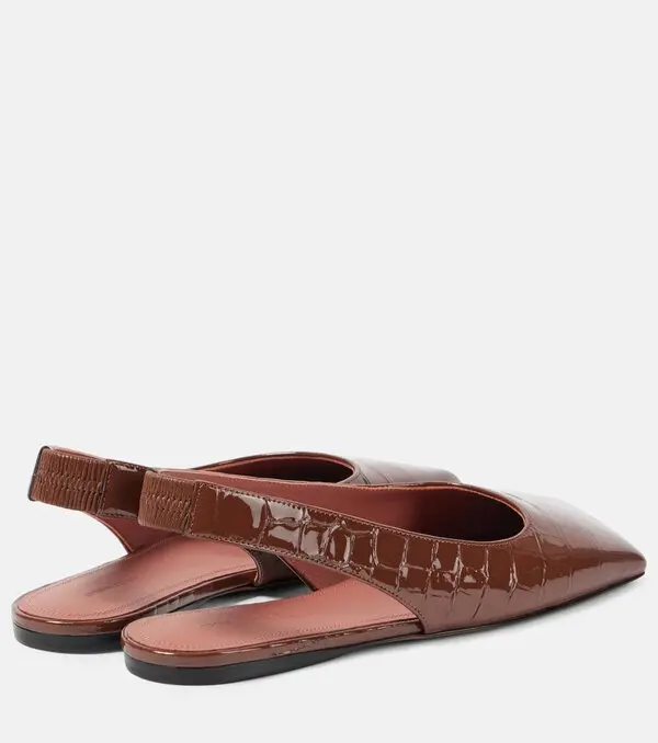 Amina Muaddi Patent Leather Slingback Flats